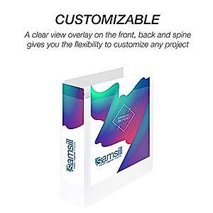 Samsill Durable 4 Inch Binder, Made in The USA, Locking D Ring Customizable Clear View Binder, White, 2 Pack, Each Holds 700 Pages