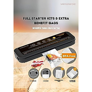 MegaWise Powerful and Compact Vacuum Sealer Machine One-Touch Automatic Food Sealer