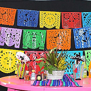 Papel picado, Mexico decor, Fiesta decoration. 16 ft Long, Coco party supplies, Plastic Banner, Cinco de Mayo, taco tuesday, B274
