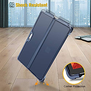 Fintie Hard Case for Microsoft Surface Pro 7 Plus, Surface Pro 7/6/5/LTE, Shockproof Folio Protective Rugged Cover Compatible with Type Cover Keyboard + Original Kickstand (Frost Blue)