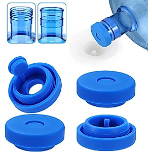 Unique Lot 4pcs 3 & 5 Gallon Water Jug Cap, Reusable 5 Gallon Water Jug Cover for Standard/Screw Tops, Silicone Leak Proof Lids for 55mm Bottles, Water Jug Lid {Blue}