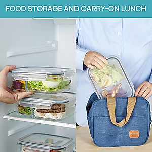 Vtopmart 5 Pack 33oz Glass Food Storage Containers with Lids, Meal Prep Containers 2 Compartments, Airtight Lunch Containers Bento Boxes with Snap Locking Lids for Microwave, Oven, Freezer