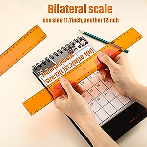 2 Pack Plastic Ruler Straight Ruler Plastic Measuring Tool for Student School Office (Orange, 12 Inch)