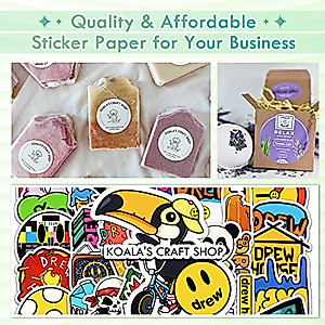 Koala Printable Vinyl Sticker Paper for Inkjet Printer - 20 Sheets Matte White Vinyl Sticker Paper, Waterproof Sticker Paper 8.5x11 Inch, Work with Cutting Machine