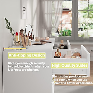 JOZZBY Dresser for Bedroom with 6 Drawers, Wooden White Dresser with Golden Handles, Modern Chests of Drawer Storage Organizer for Hallway, Entryway