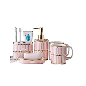 NICRX Soap Dispensers Bathroom Accessories Hotel Decor,Set,Elegant Porcelain Set Includes,Toothbrush Holder,Tumbler and soap Dish,etc Countertop