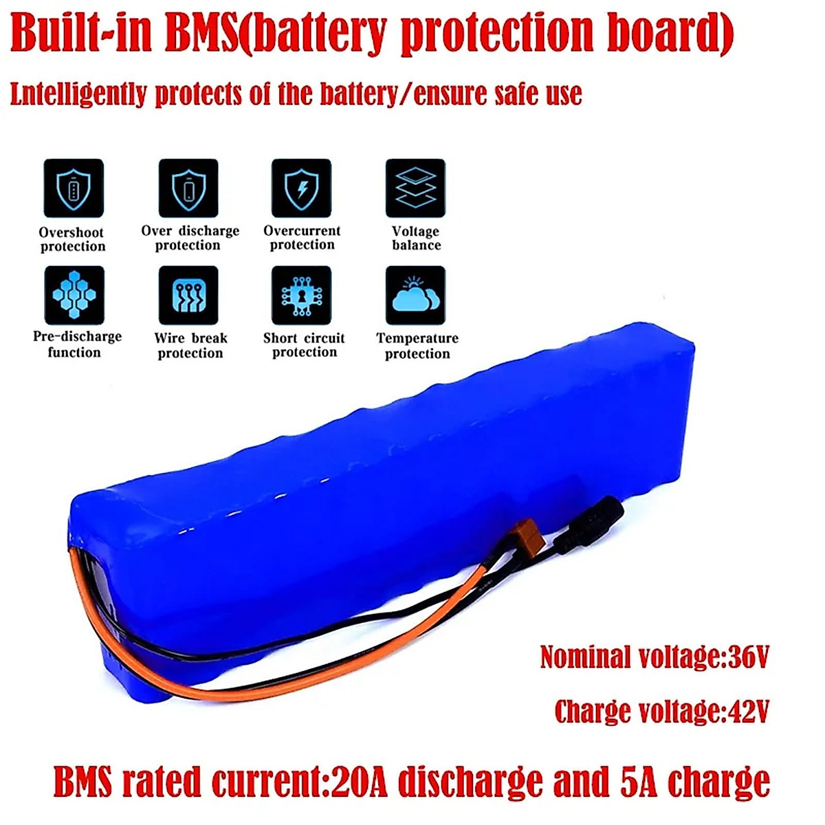MyNeon 36V 12Ah/14Ah Ebike Battery, 36V E Bike Lithium Battery Pack,with T Connection,for 200W - 750W Motor Electric Bike Motorcycle Scooter,14ah