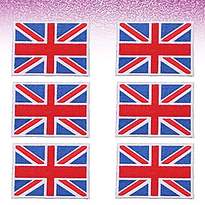 TENDYCOCO British Union Jack Embroidered Patch England Flag UK Great Britain Iron on Sew on Emblem Art Craft Patches for Clothes Jacket Costume Hat 6pcs