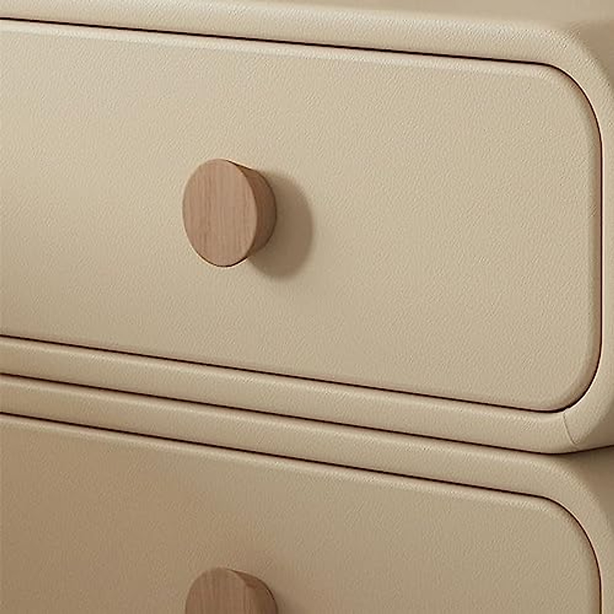 Bedside Cabinet with 2 Drawers,Mid-Century Modern 2 Drawer Solid Wood Nightstand,Wood Side Table End Table for Bedroom (Khaki)