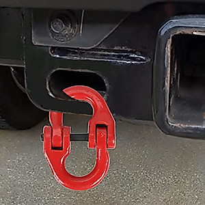 KAFLLA Hammerlock Coupling Link Tow Hitch Safety Chain with G80 1/2 inch Hammer Lock Connector, 12000lbs WLL (Red)