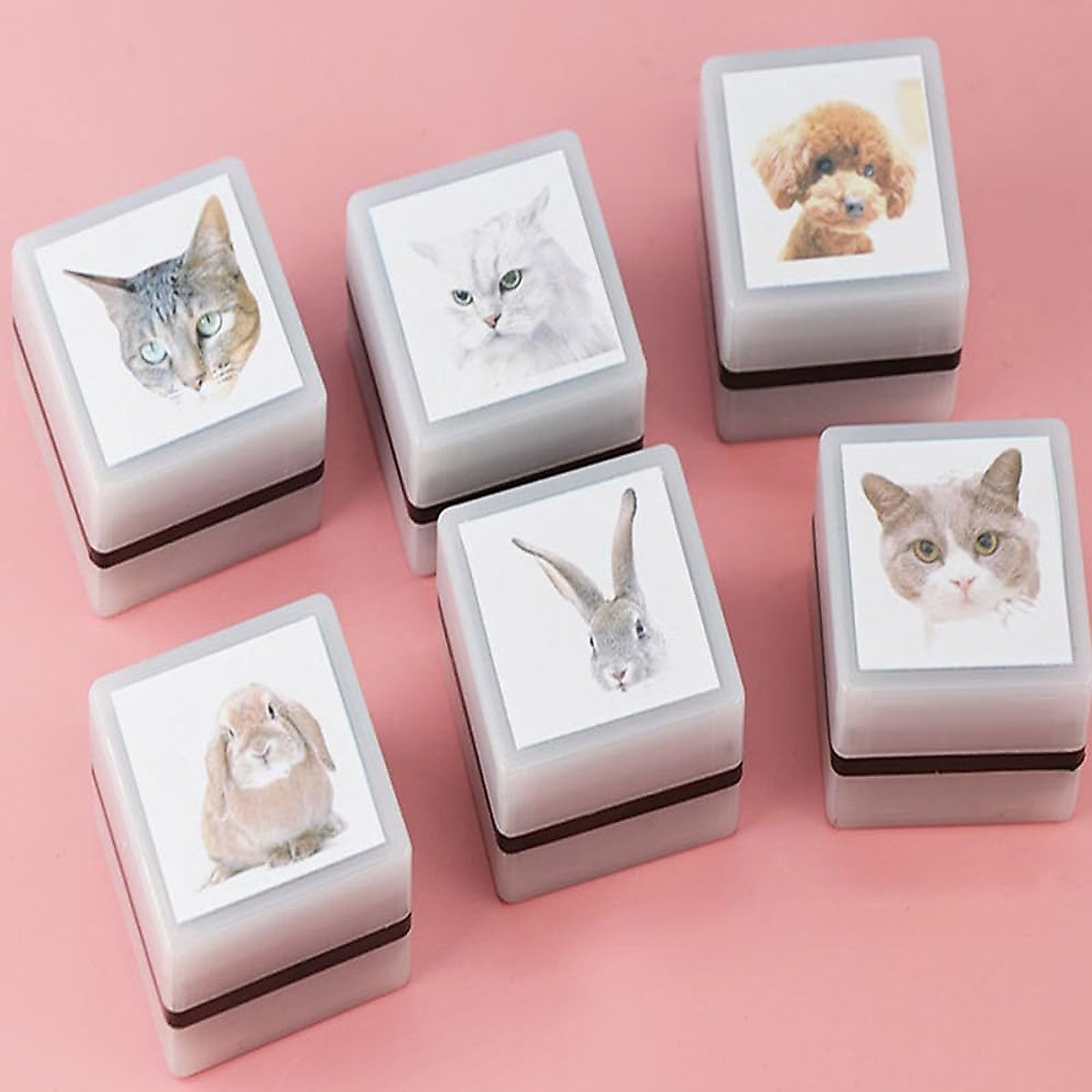 Personalized Pet Self-Inking Stamps,Custom Pet Photo Portrait Stamps for Cats Dogs,Rubber,Square,Funny Gift for Animal Lovers