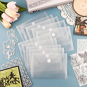 Briartw 20 Storage Envelopes Hook and Loop Closure,7x5" Resealable Plastic Envelopes Pockets for Cutting Dies Stencil Crafts Organizer Holder,Clear Storage Bag for Clear Stamp,Die Cuts,Photos