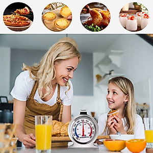 Oven Thermometer Oven Grill Fry Chef Smoker Thermometer Instant Read Stainless Steel Thermometer Kitchen Cooking Thermometer with Hook and Panel Base Hang For Kitchen Home Cooking Baking BBQ (2 Pack)