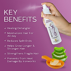 SoZo Miracle Anti-Frizz Leave-in Conditioner Spray for Dry Damaged Hair for Women - Hair Detangler and Heat Protectant Spray with Aloe Vera - 6.75 Oz
