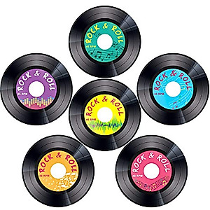 30pcs Record Cutouts 1950's Rock and Roll Music Party Two Sided Decoration 7 Inches