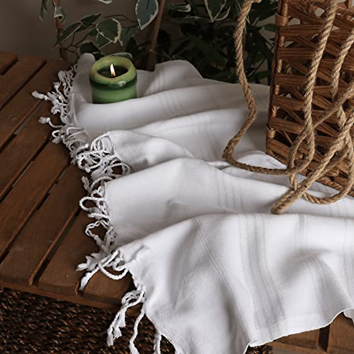 Puskul - Bulk Bachelorette Party Towels Pack of 10-100% Cotton Turkish Beach Towels for Bridesmaid Gift - Pre Washed, Soft, Lightweight, Oversized Peshtemal Wrap (White)