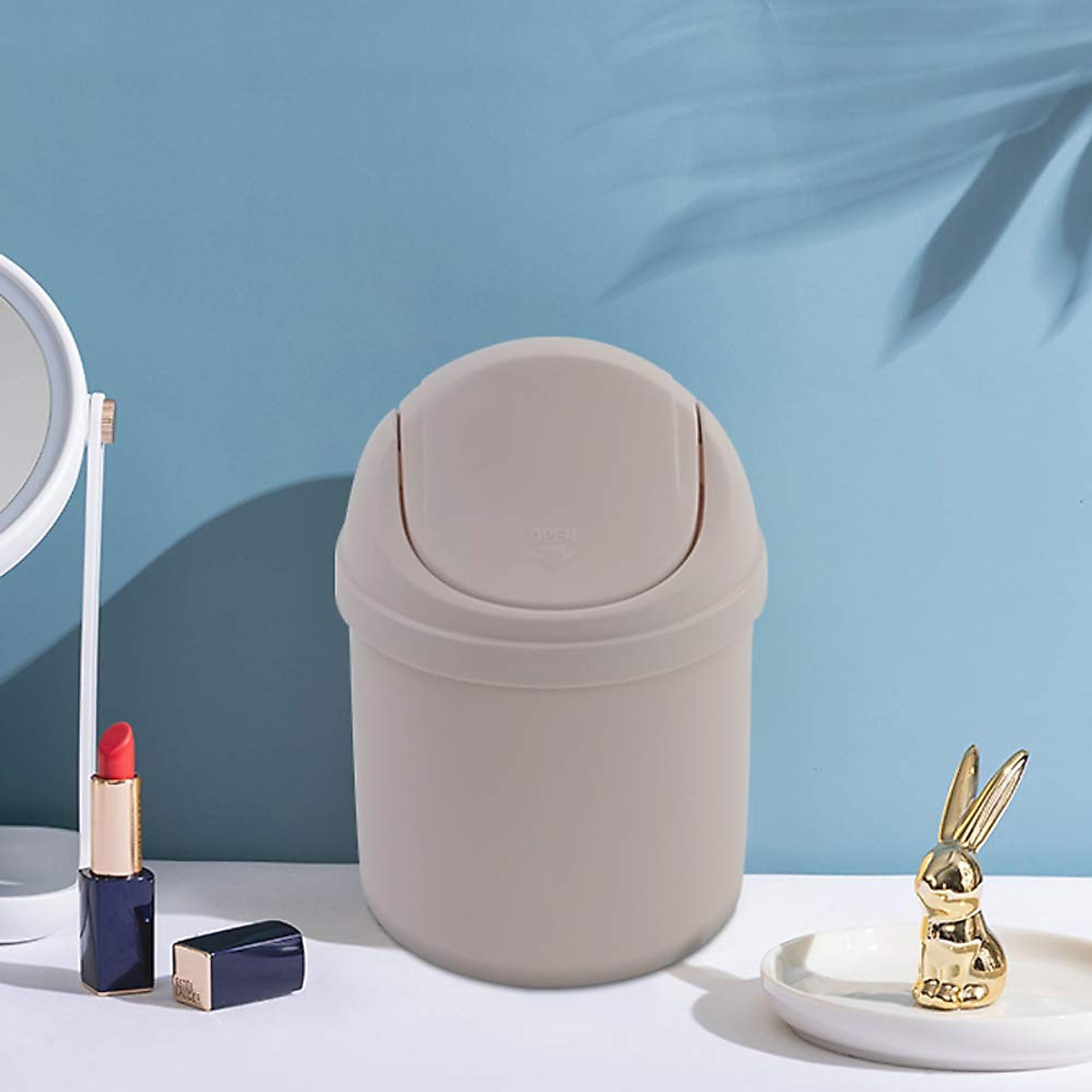 Zerdyne 0.7 Gallon Plastic Mini Trash Can, Tiny Swing Lid Waste Can, Pink