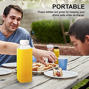 MT Products PET Plastic Juice Bottles 16 oz. - Clear Take-out Containers (Pack of 12) - Made in the USA