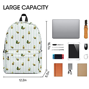 Gtonpum Classic Strawberry Girls School Backpack, Lightweight Basic Middle School Bookbags 17 Inch Casual Daypack for Big Kids Student College, Travel or Outdoor with 15-Inch Laptop Compartment, Pink