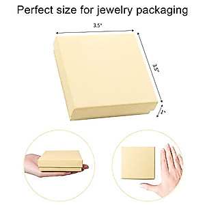 batifine Jewelry Gift Boxes Small Necklace Earring Gift Box for Women Girls Ring Bracelet Cardboard Box with Cotton Filled and Lids,3.5x3.5x1 inch 40 Pack (Brown)