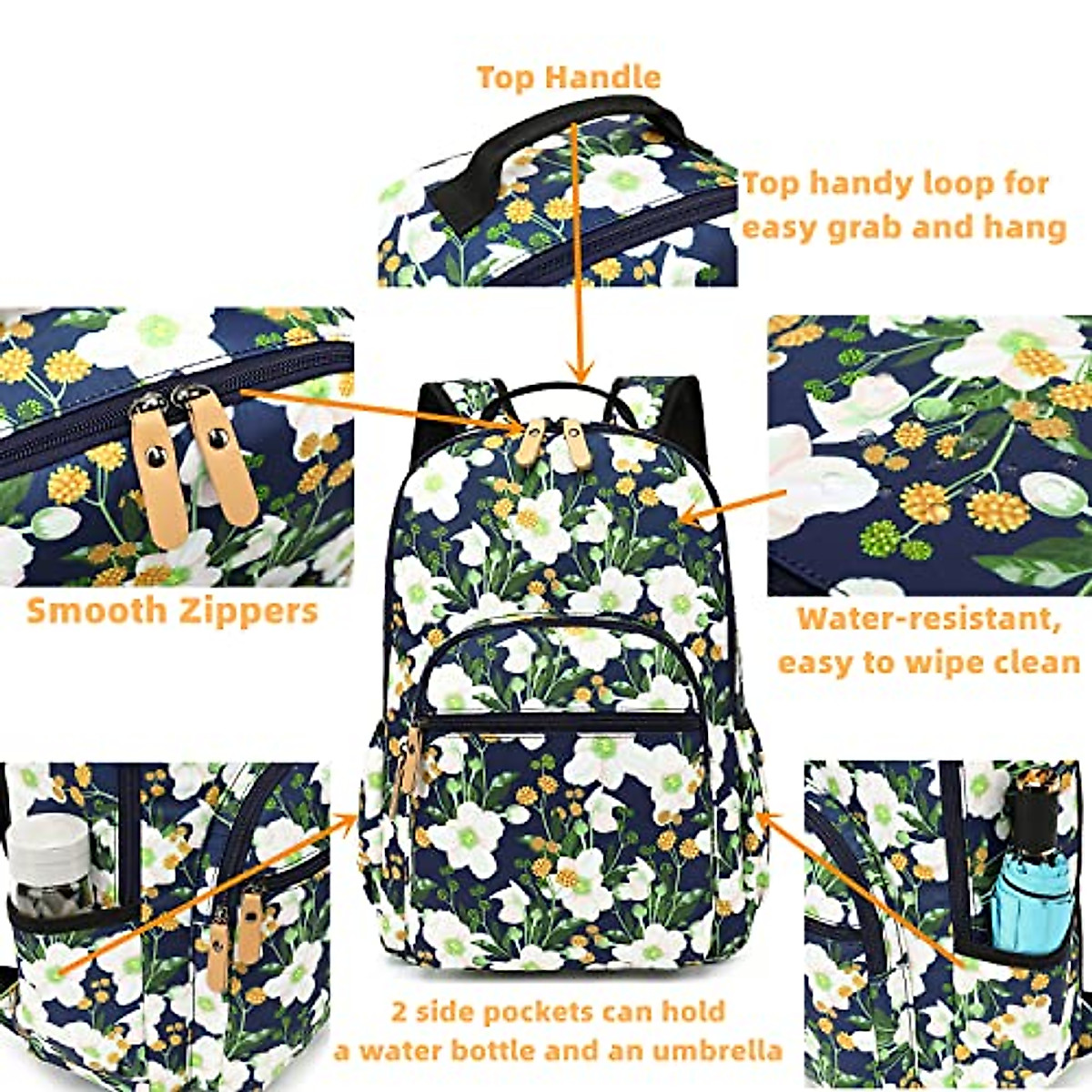 Leaper Water-resistant Sunflower Laptop Backpack Travel Bag Satchel College Backpack