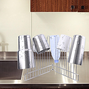 LEKUSHA Reusable Bag Drying Rack, Foldable Freezer Bag Dryer, SUS304 Stainless Steel Drying Stand for Gallon, Quart, Sandwich, Snack Bag, Plastic Silicone Storage Bag