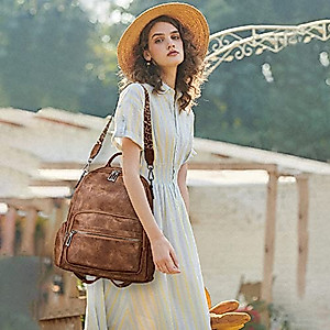 OPAGE Leather Backpack Purse for Women Fashion Ladies Convertible Shoulder Casual Travel Bags With Wristlet