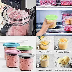 AZLESLOG 16 oz. Containers | Extra Replacement Pints and Lids - Compatible with NC300, NC301,CN305A, NC299AM Series Ice Cream Makers, Airtight and Dishwasher Safe (Green+Grey-2 Pack)