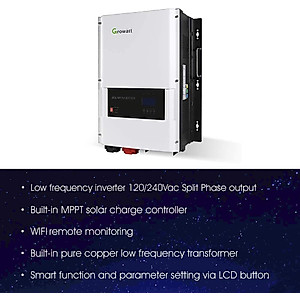 vinmax Solar Inverter 48V 6KW 120/240V Upgrade Growatt Split Phase Output Grid Built-in 80A MPPT Charge Controller with Module(3-5 Days Delivery)