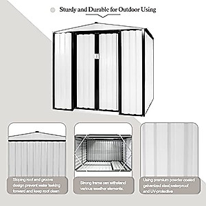 SUNCROWN Outdoor Backyard Garden Storage Shed 4X6 FT Yard Storage Tool with Sliding Door for Lawn Equipment Garden Backyard - White