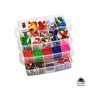 BBA Sunrise Snap Cube Stackable Arts & Crafts Case, 3-Tier Clear Stackable Storage Box with Compartments, Jewelry Box, Bead Organizer Case Kids, Box w/Dividers, Tool Storage Box