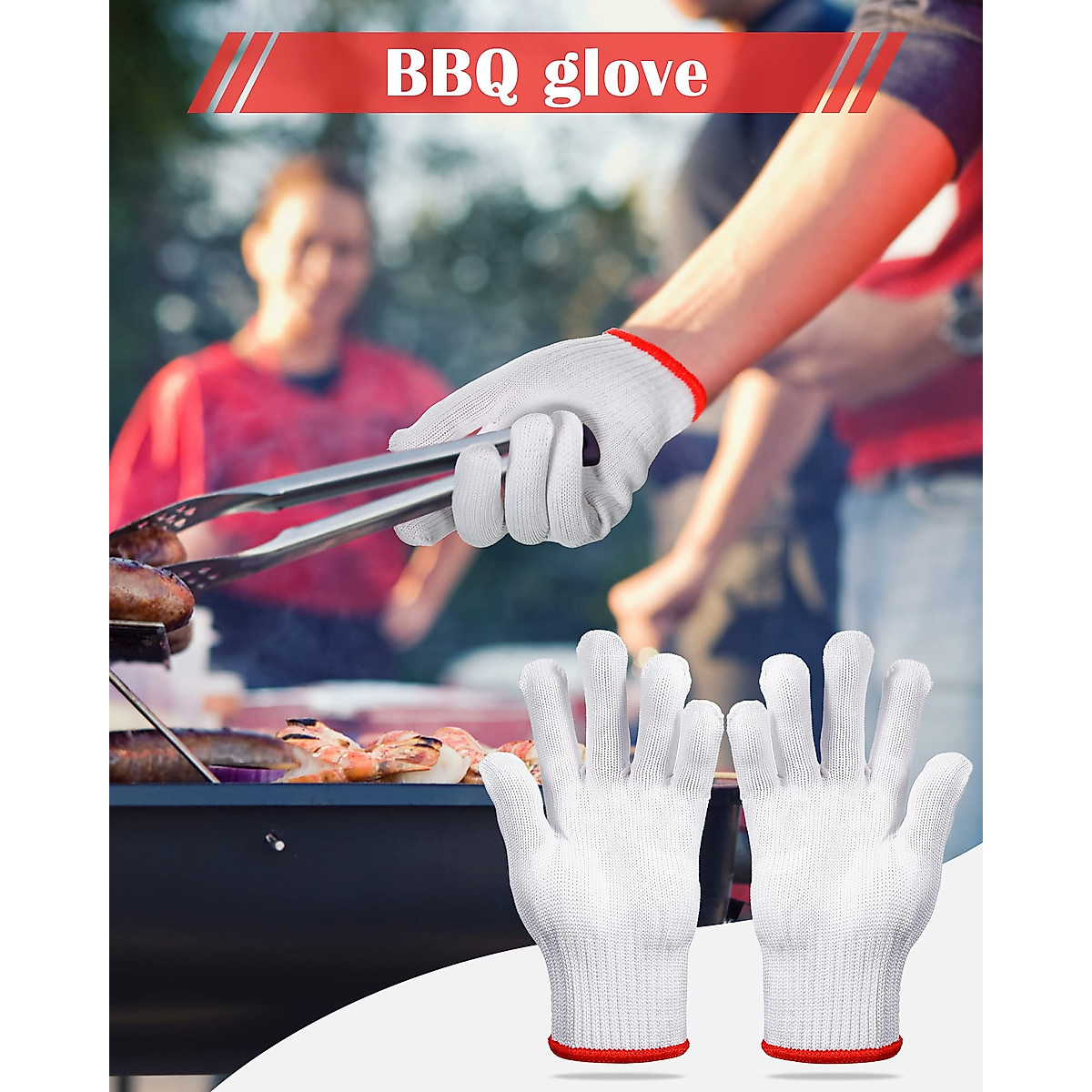 Hicarer 24 Pairs Cotton Hand Working Gloves White Cotton Liners Gloves for Safety Work Gloves Thicker Men Women Cotton BBQ Gloves(Red Edge)