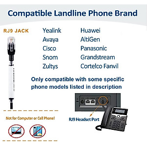 Arama Yealink Phone Headset with Microphone Noise Cancelling, RJ9 Office Telephone Headsets Compatible with Yealink T20P T21P T26P T23G T46G T48G T42S T46S Avaya 1608 9608 9611 Grandstream (A200Y1)