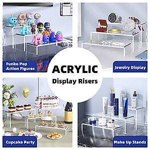 Goabroa Acrylic Display Risers, Clear Rectangle Stands Shelf for Display 6pcs