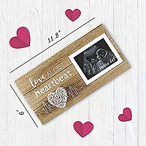 VILIGHT New Mom Gifts - Pregnancy Announcements Ideas Baby Gender Reveal Gifts - Love At First Heartbeat Sonogram Picture Frame for Standard 4" x 3" Ultrasound Photo
