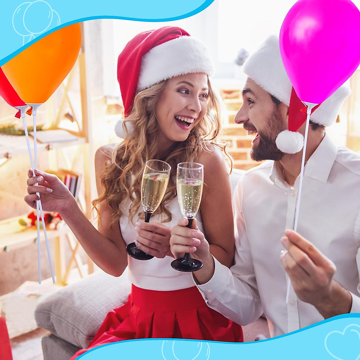 Apoulin Balloon Sticks - 100Pcs Balloon Stick and Cup for Party Wedding