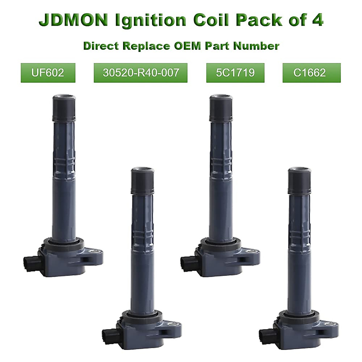 JDMON Ignition Coils Pack Compatible with Honda Accord Civic Crosstour CR-V 2008-2015 Acura ILX 2013-2015 2.4L L4 Replace UF602 30520-R40-007 Set of 4