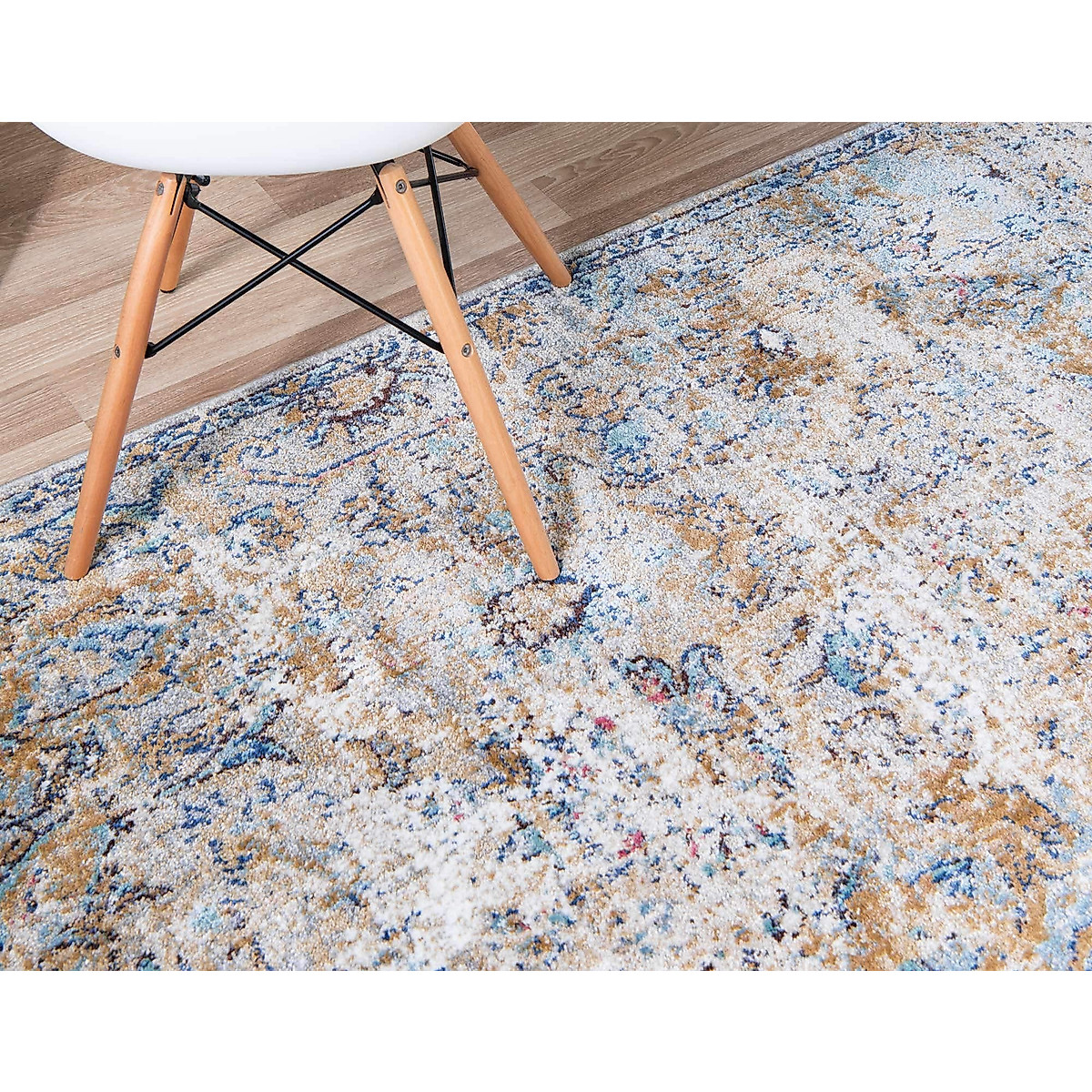 Unique Loom Augustus Collection Rustic Traditional, Bohemian Area Rug, 3' 3" x 5' 3", Tan/Blue