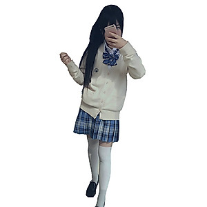 Women`s plaid short A line Skirts costumes (3XL, Blue mixed white black)