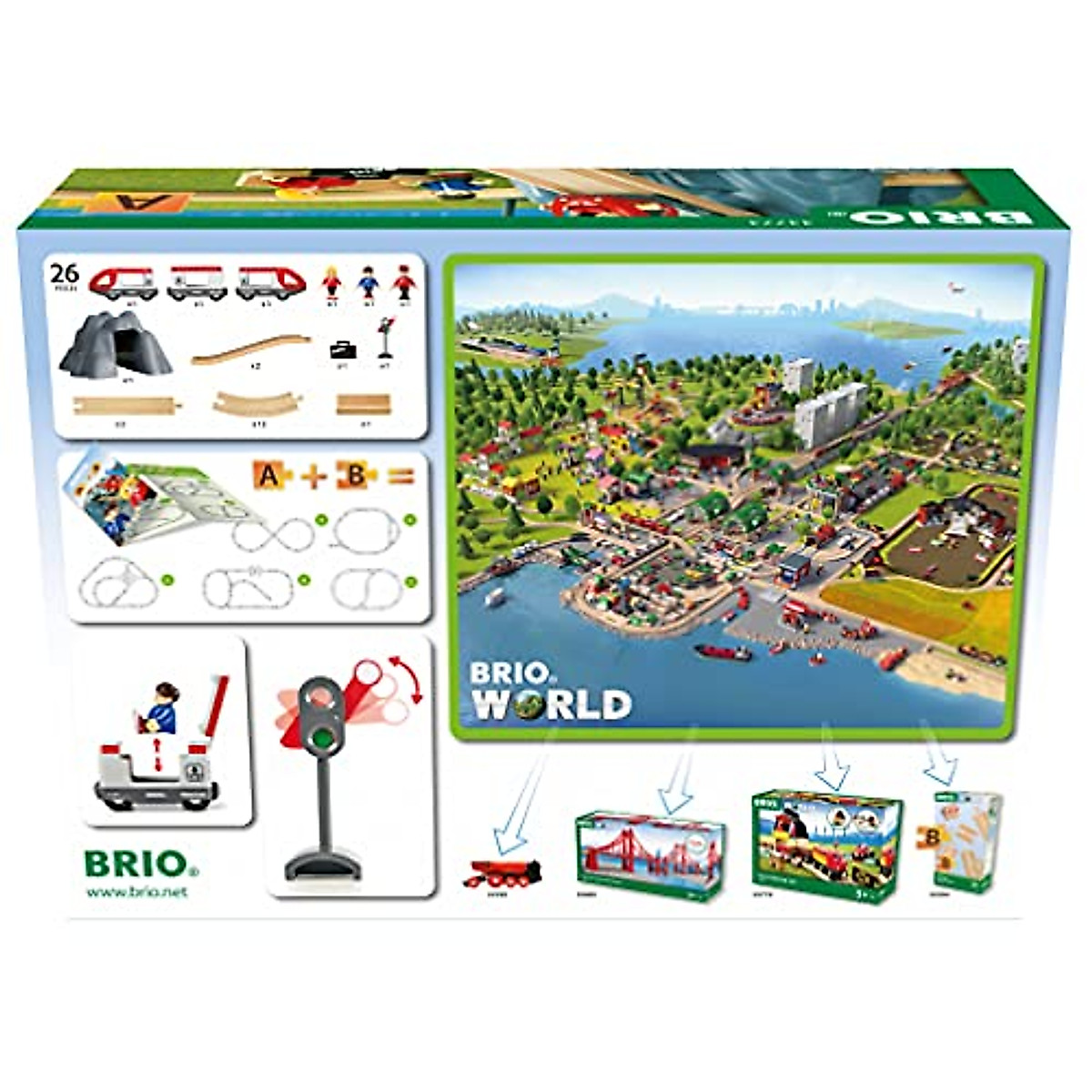 BRIO World - 33773 Railway Starter Set | 26 Piece Toy Train with Accessories and Wooden Tracks for Kids Age 3 and Up - Green
