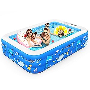 FUNAVO Inflatable Pool, 101" X71" X22" Blow Up Swimming Pools for Kids, Toddlers, Infant, and Adults, Full-Sized Family Kiddie Pool for Ages 3+, Outdoor, Garden, Backyard, Summer Water Party