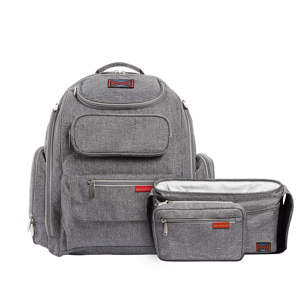 Diaper Bag Backpack and Stroller Organizer Grey Bundle