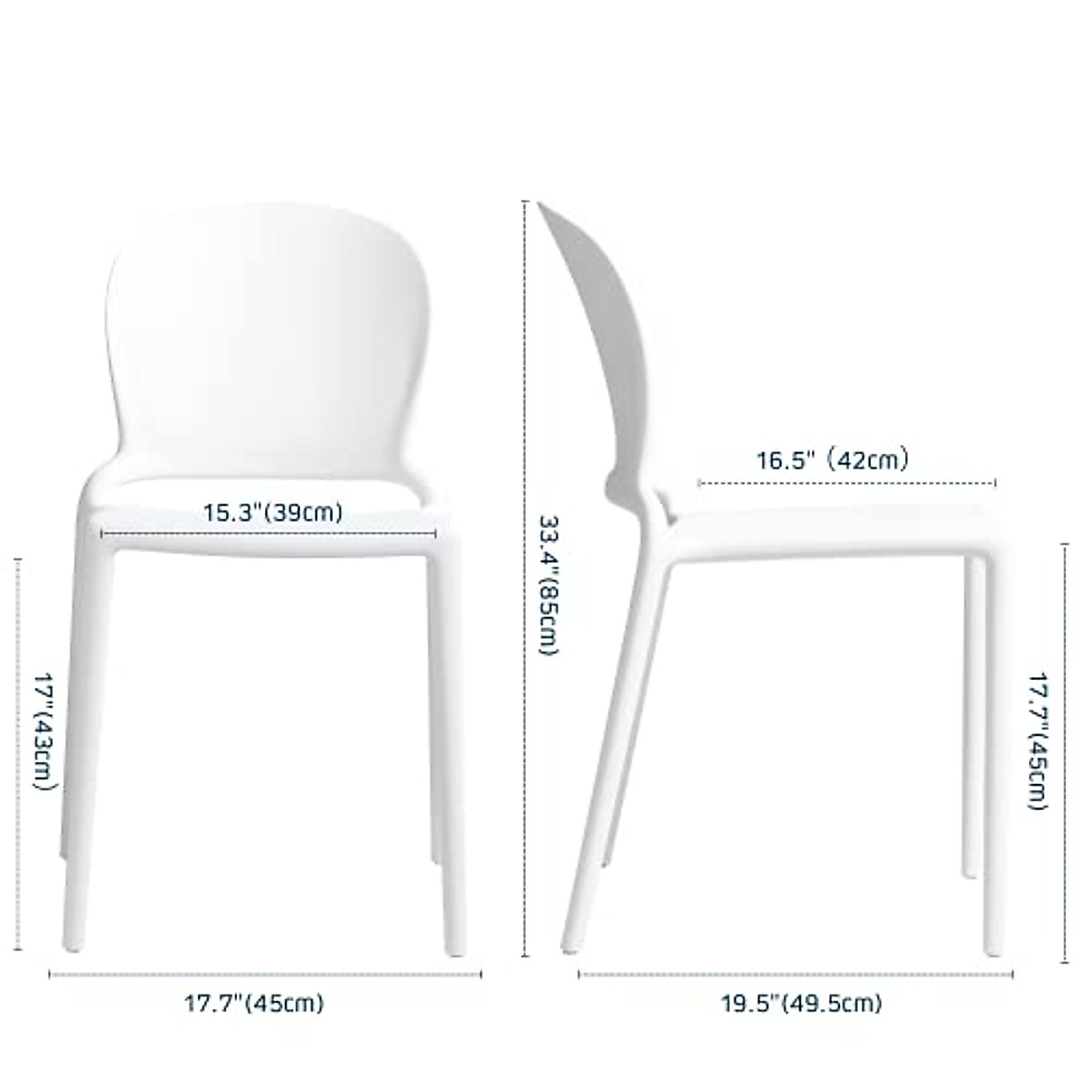 LESHI Dining Chair Modern Kitchen Dining Room Chairs Minimalist Style Creative Design- Set of 2, Premium Plastic, White