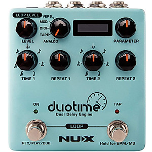 NUX Duotime Stereo Delay Pedal Bundle with MXR Instrument Cable, Dunlop Pick Pack, and Power Supply