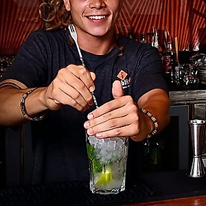 tifanso Muddler for Cocktails, 10" Muddler and Bar Spoon Cocktail Mixing Spoon, Stainless Steel Cocktail Muddler Stirrer, Cocktail Spoon Long Handle, Bar Accessories Tools for Mojitos Fruit Drinks