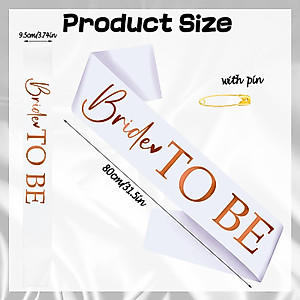 Generic Bride to Be Sash with Rose Gold Foil, White Bachelorette Sash for Bridal Shower Bachelorette Party Wedding Hen Party Decorations Engagement Gifts Jokes and Favors