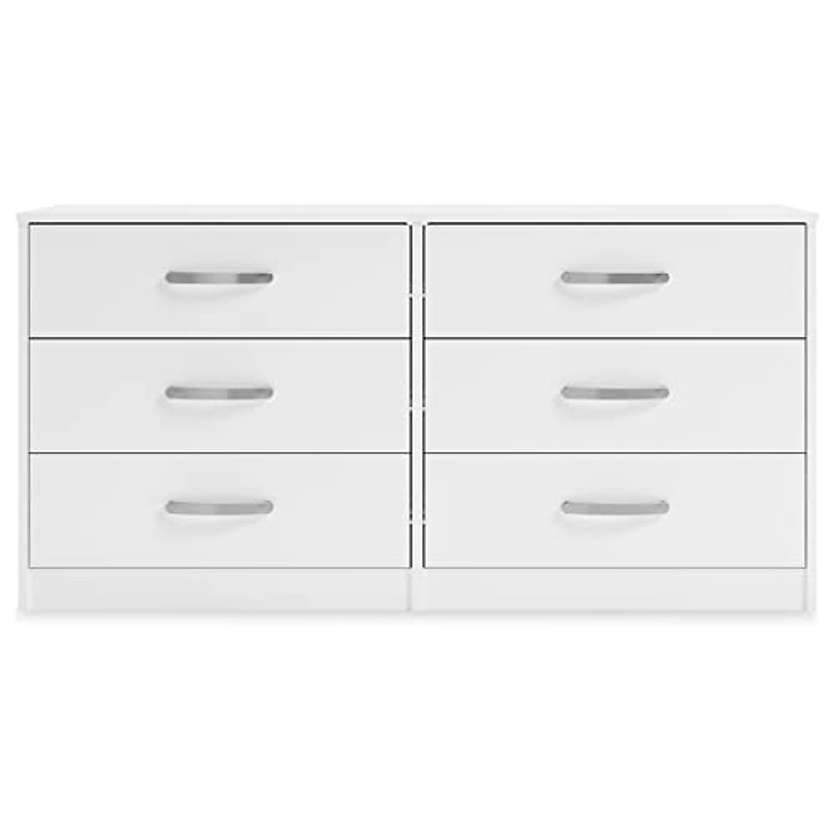 Signature Design by Ashley Flannia Modern 6 Drawer Dresser with Ball-bearing Construction and Safety Stop, White