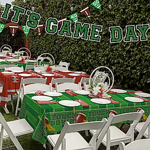 Gatherfun 2-Pack Football Party Decorations – Touchdown Tablecloth Set, 54x108 Disposable Plastic Covers for Game Party, Birthday Party & Football-Themed Favors