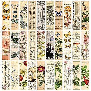 30 Pieces Paper Bookmarks for Book Lovers,Vintage Aesthetic Bookmark Simple Style Book Accessories Natural Style Book Marks Cute Bookmarks Pack Butterfly Flower Plant Bookmarks for Women