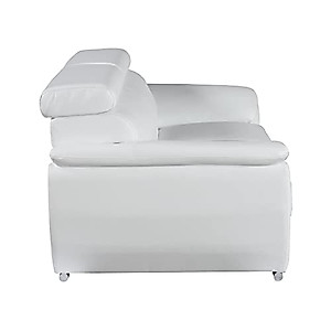 Blackjack Furniture 4571 Veal Collection 2 Piece Genuine Leather Sofa Set for Living Room, Modern Couch and Loveseat with Lumbar Support and Large Adjustable Headrests, 2+3 Seater, White